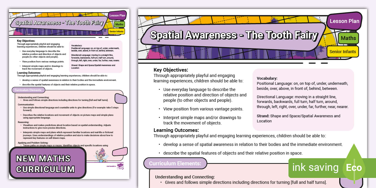 The Tooth Fairy Spatial Awareness Lesson Plan