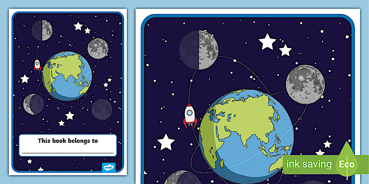 Moon Phases-Themed Book Cover | Twinkl | Stationery | KS2