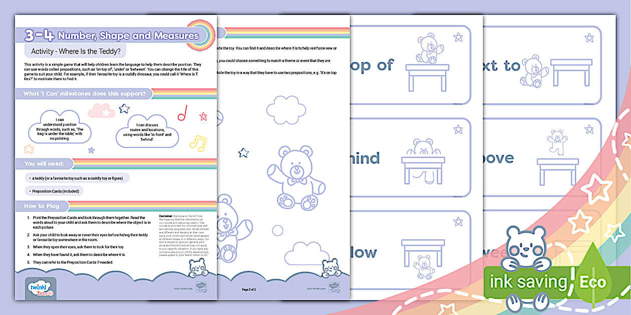 3-4 Years Number Shape Measures Where Is the Teddy? - Twinkl