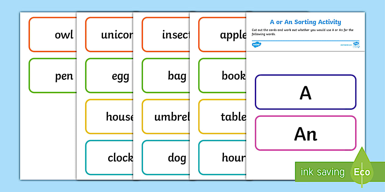 Precursive A or An Sorting Activity (teacher made) - Twinkl
