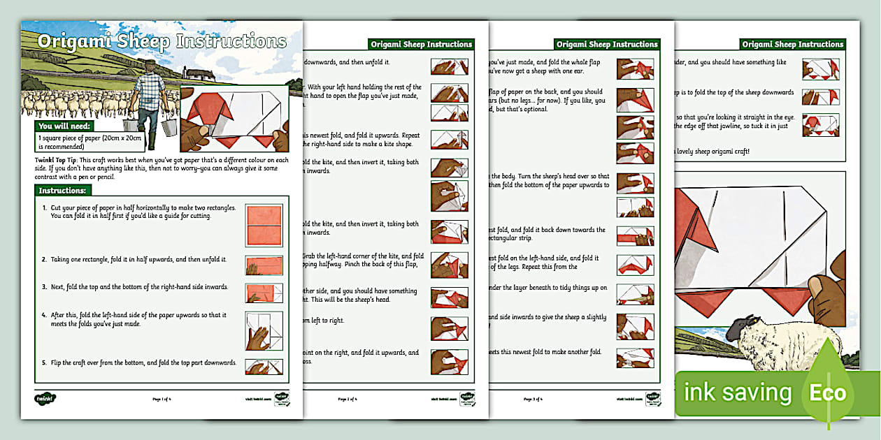 Origami Sheep Craft Activity with Instructions | Twinkl KS1