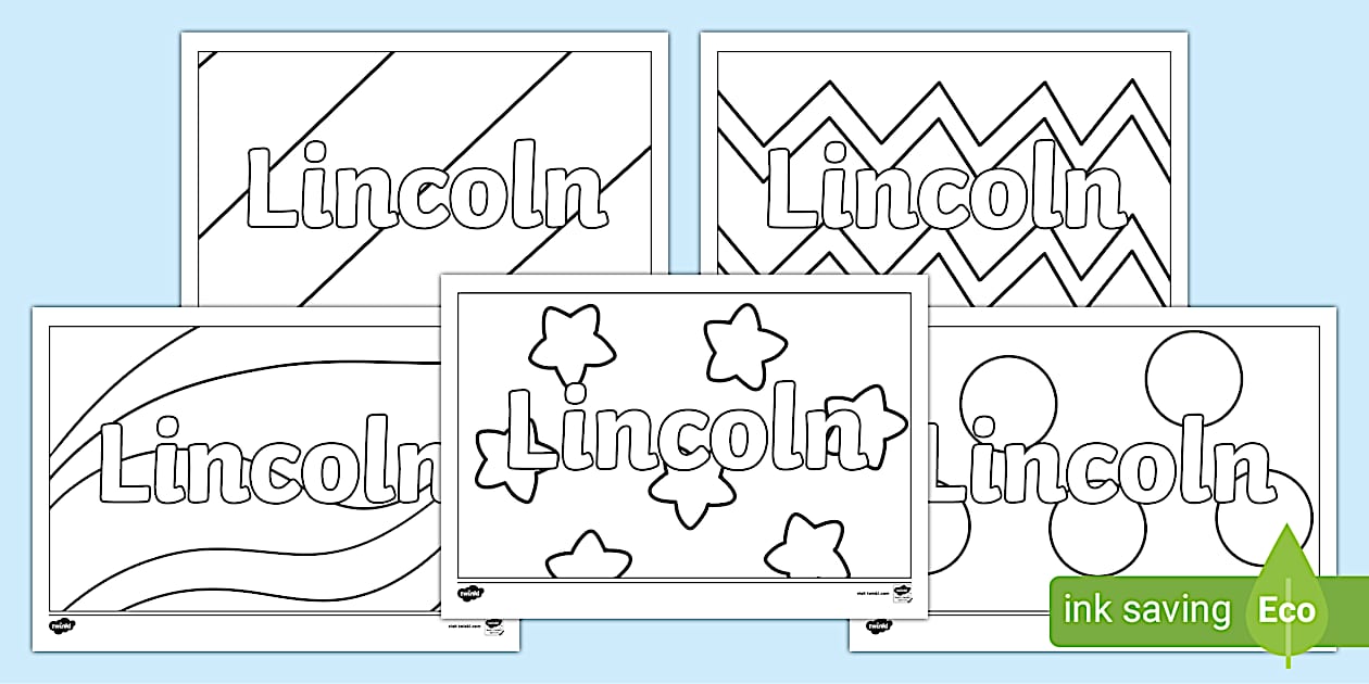 Lincoln Name Simple Colouring Activity Sheets (teacher made)