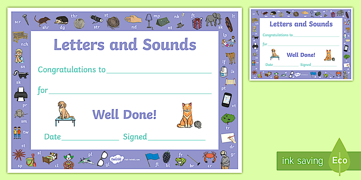Letters and Sounds Award Certificates Phase 4 - Twinkl