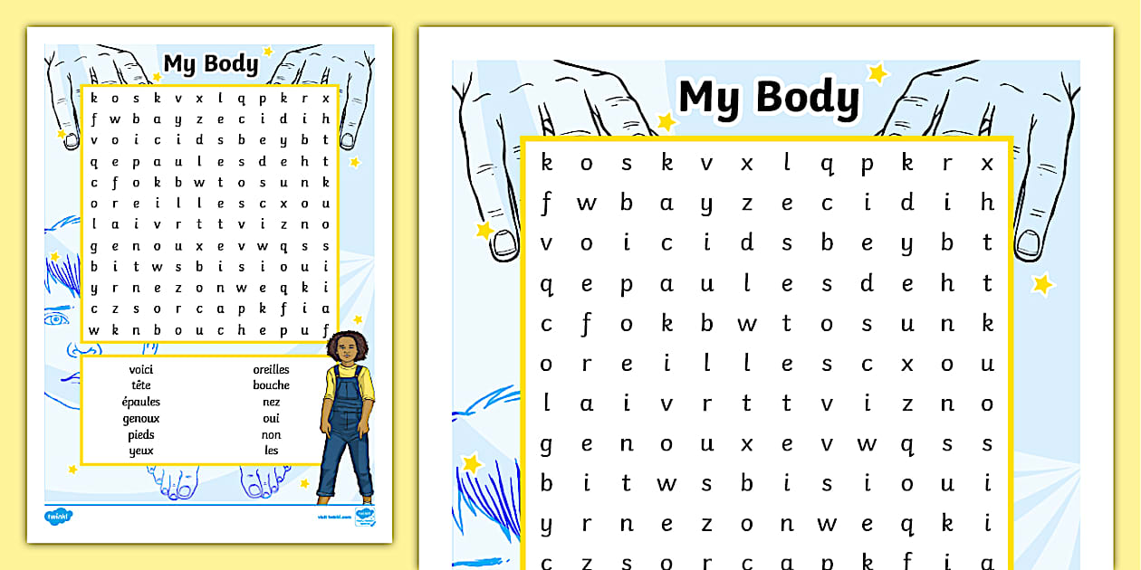 French My Body Word Search - Twinkl