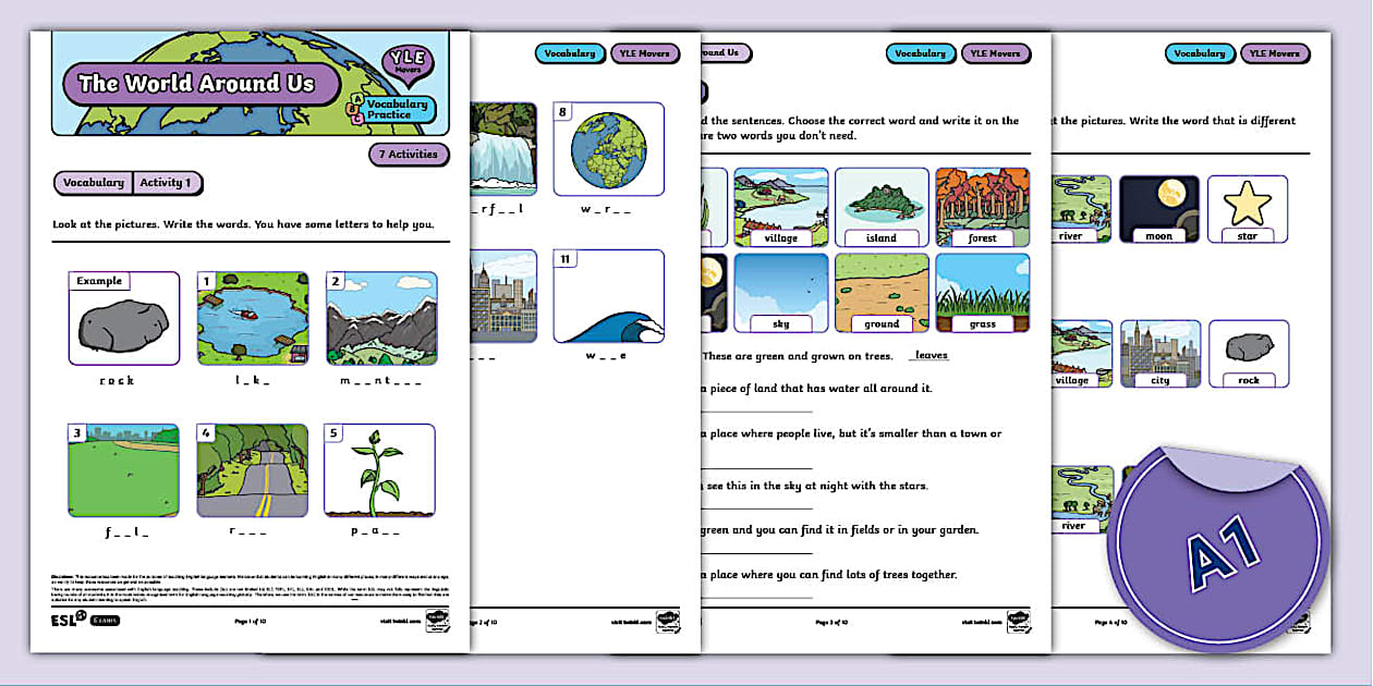 YLE Movers - Vocabulary Activity Sheet (The World Around Us)