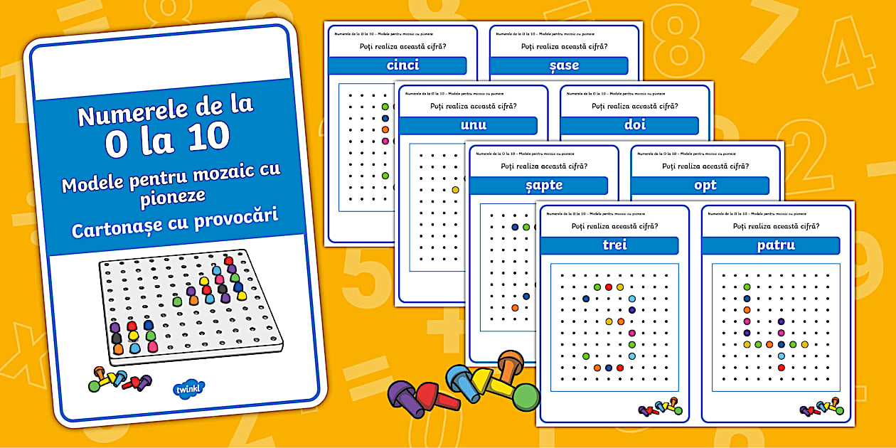 Numerele de la 0 la 10 – Modele pentru mozaic cu pioneze