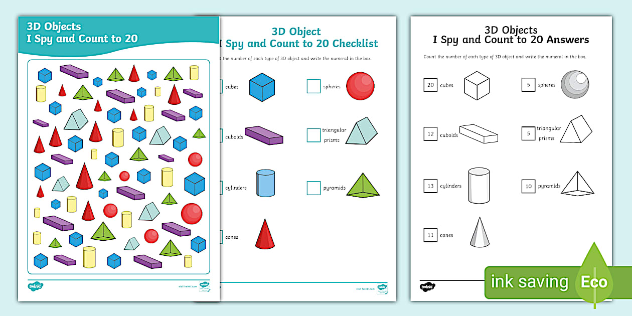 Editable 3D Object I Spy and Count Activity to 20 - Twinkl