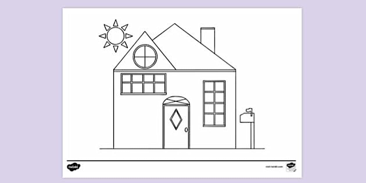 Simple Shapes House Colouring Sheet Colouring | Colouring Sheets