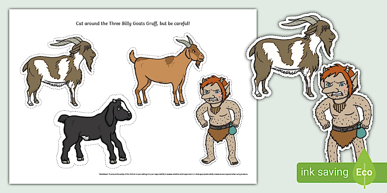 Three Billy Goats Gruff Cutting Skills Activity - Twinkl