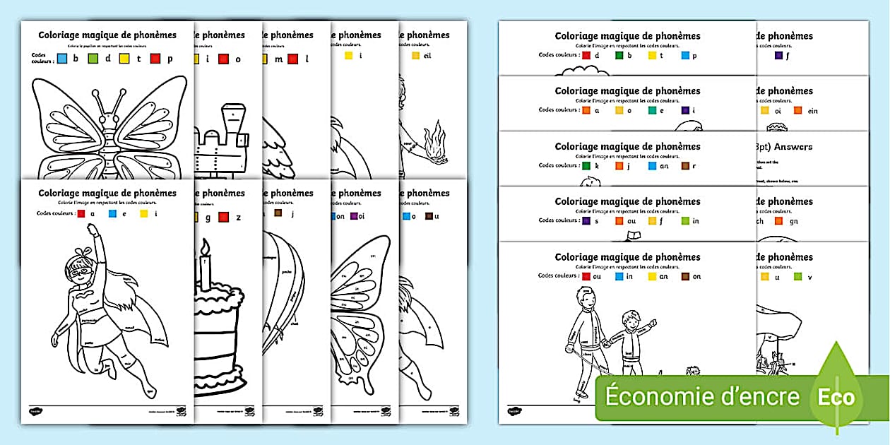 Pack de coloriage magique de phonèmes pour maternelle et CP