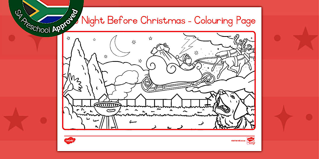 The Night Before Christmas in South Africa Colouring Page