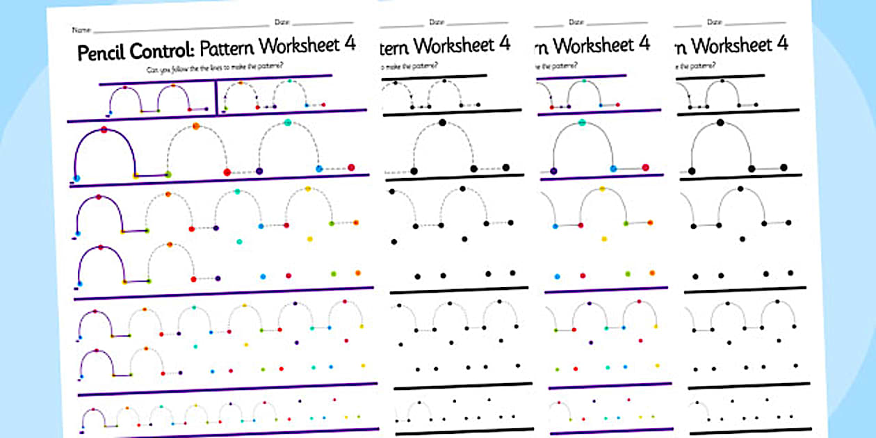 Pencil Control Pattern Worksheet 4 (Teacher-Made) - Twinkl