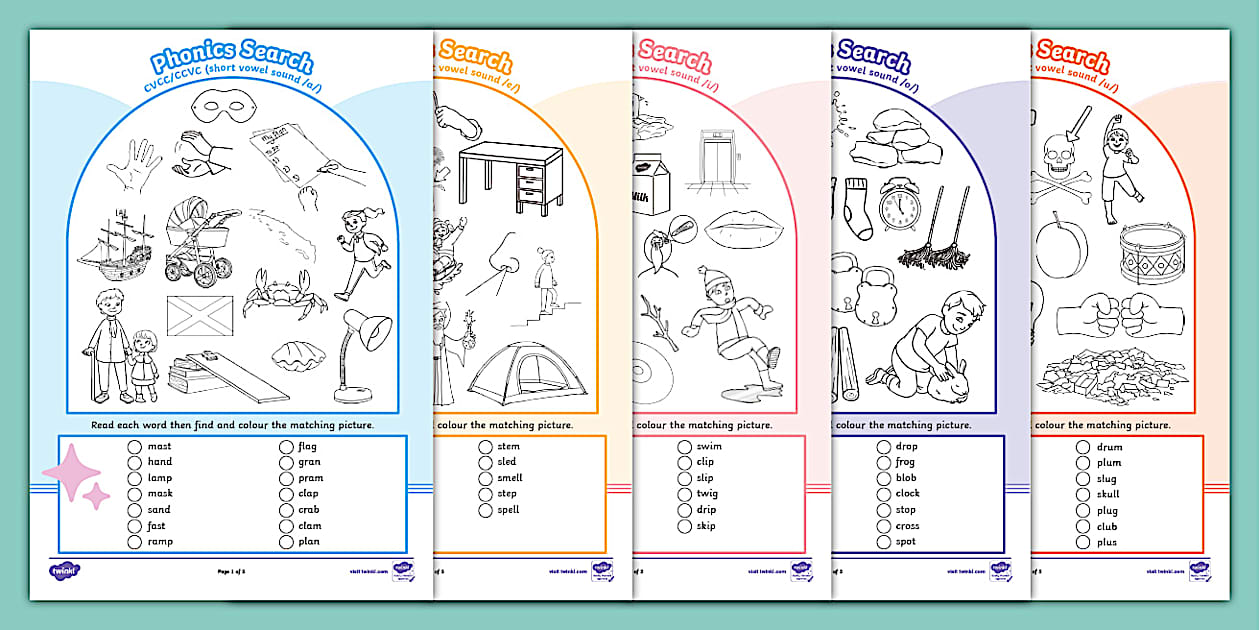 CVCC/CCVC Word Phonics Search Activity Sheets - Twinkl