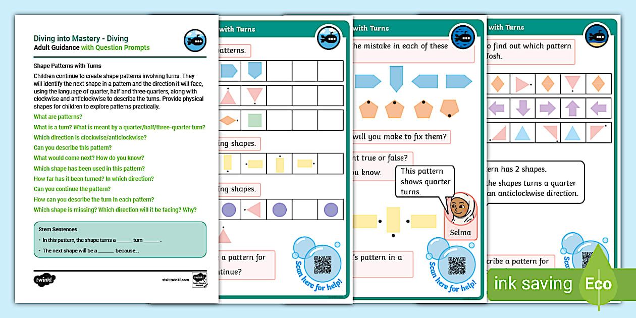 👉 Year 2 Diving into Mastery: Step 5 Shape Patterns with Turns