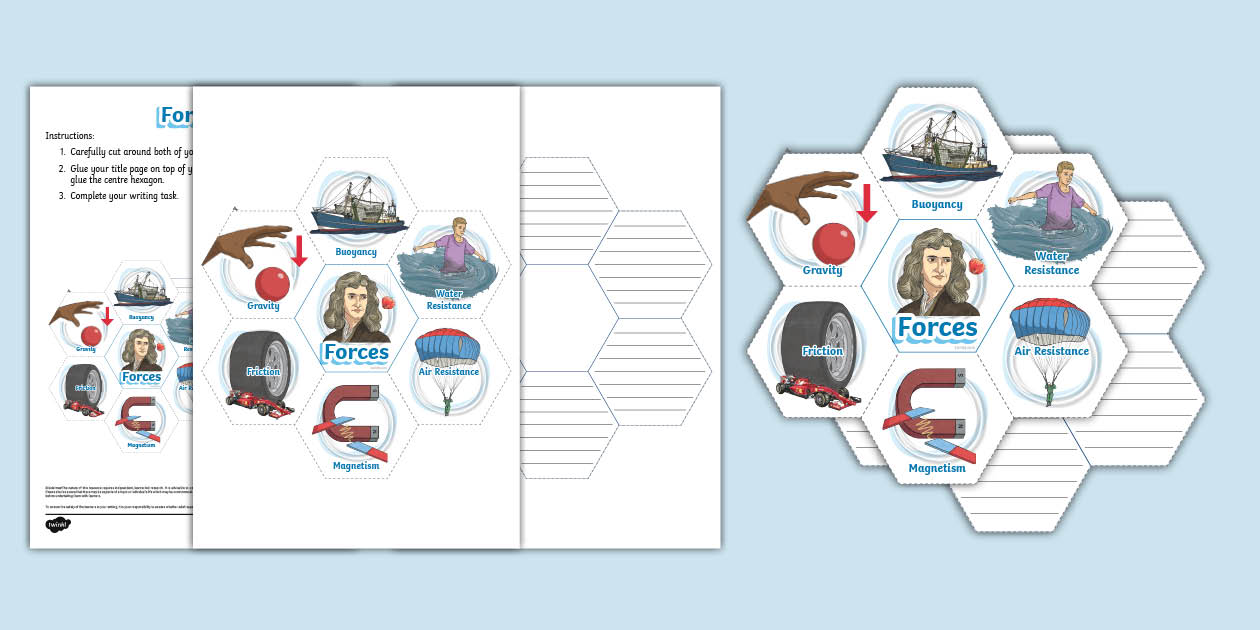 Forces Hexagon Writing Template (teacher made) - Twinkl