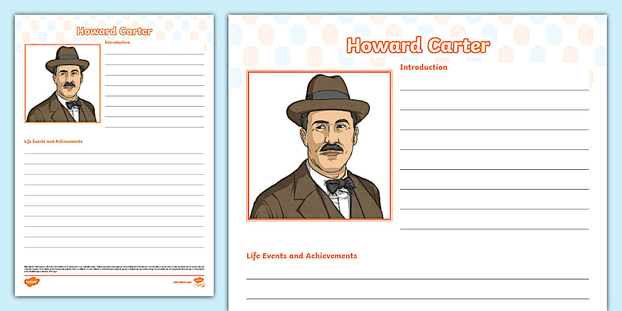 Howard Carter Biography Template - Twinkl