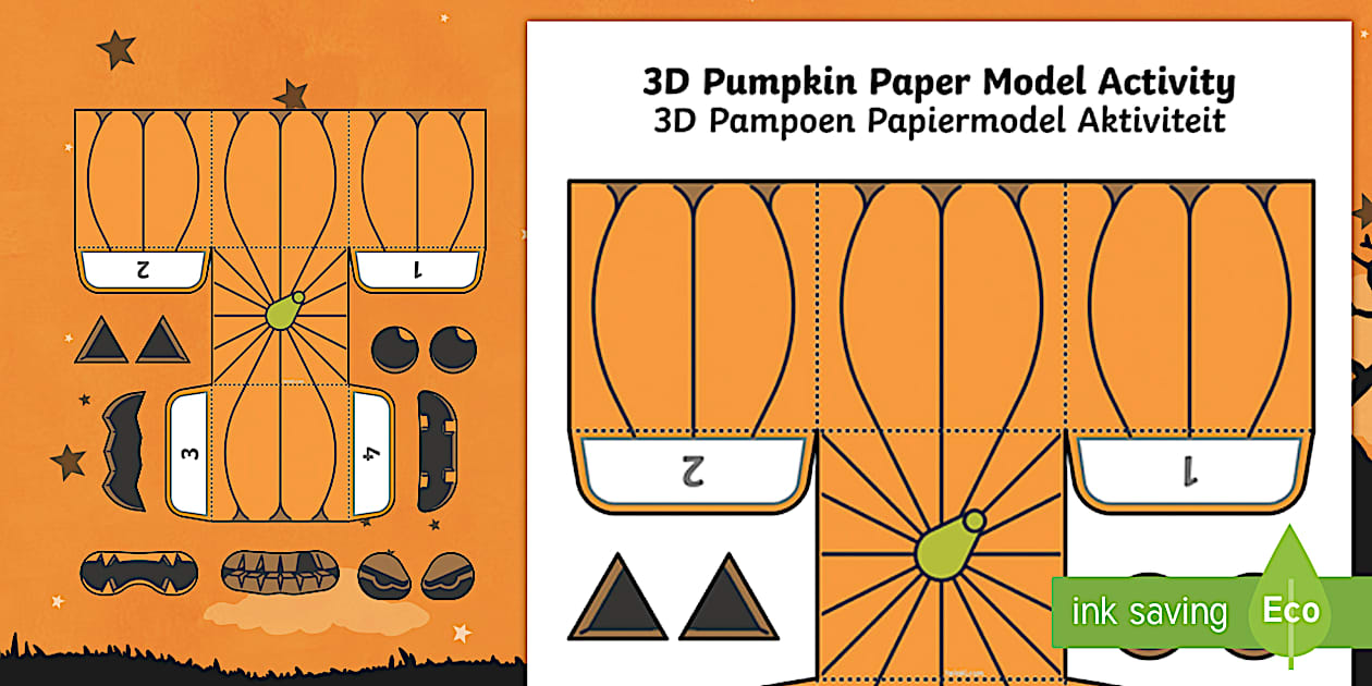 Simple Make Your Own 3D Pumpkin Halloween Paper Craft English/Afrikaans