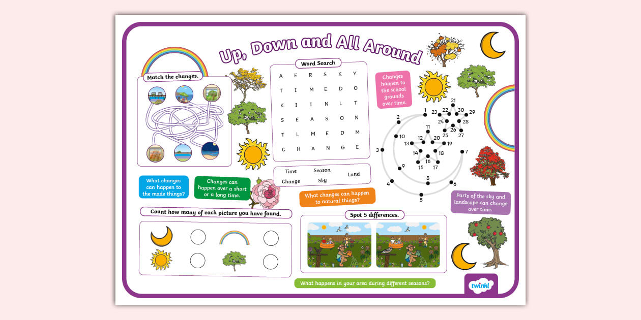 Up, Down and All Around Activity Mat (teacher made) - Twinkl