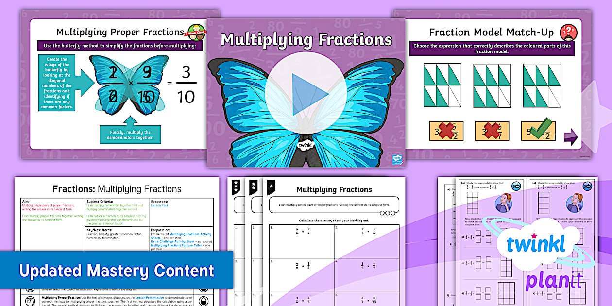 Y6 PlanIt Multiplying Fractions by Fractions Lesson Pack