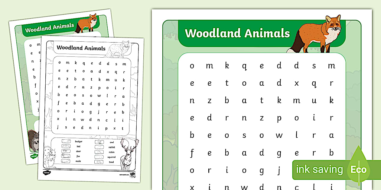 Woodland Animals Word Search - Twinkl