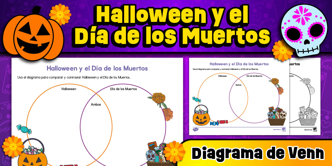 Hoja de trabajo: Diagrama de Venn sobre Halloween y el Día de los Muertos