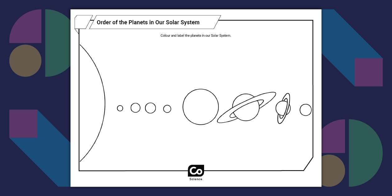 Space: Order of the Planets in Our Solar System Colouring Sheet