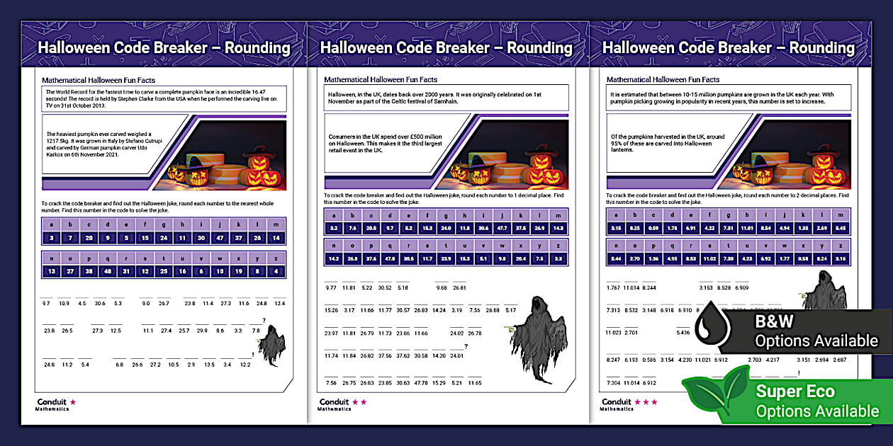 Halloween Code Breaker - Rounding (teacher made) - Twinkl