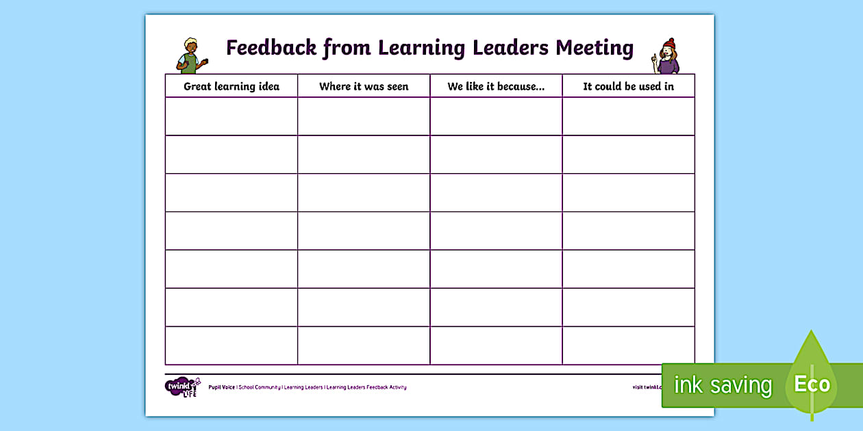 Pupil Voice - School Community - Learning Leaders - Feedback Activity