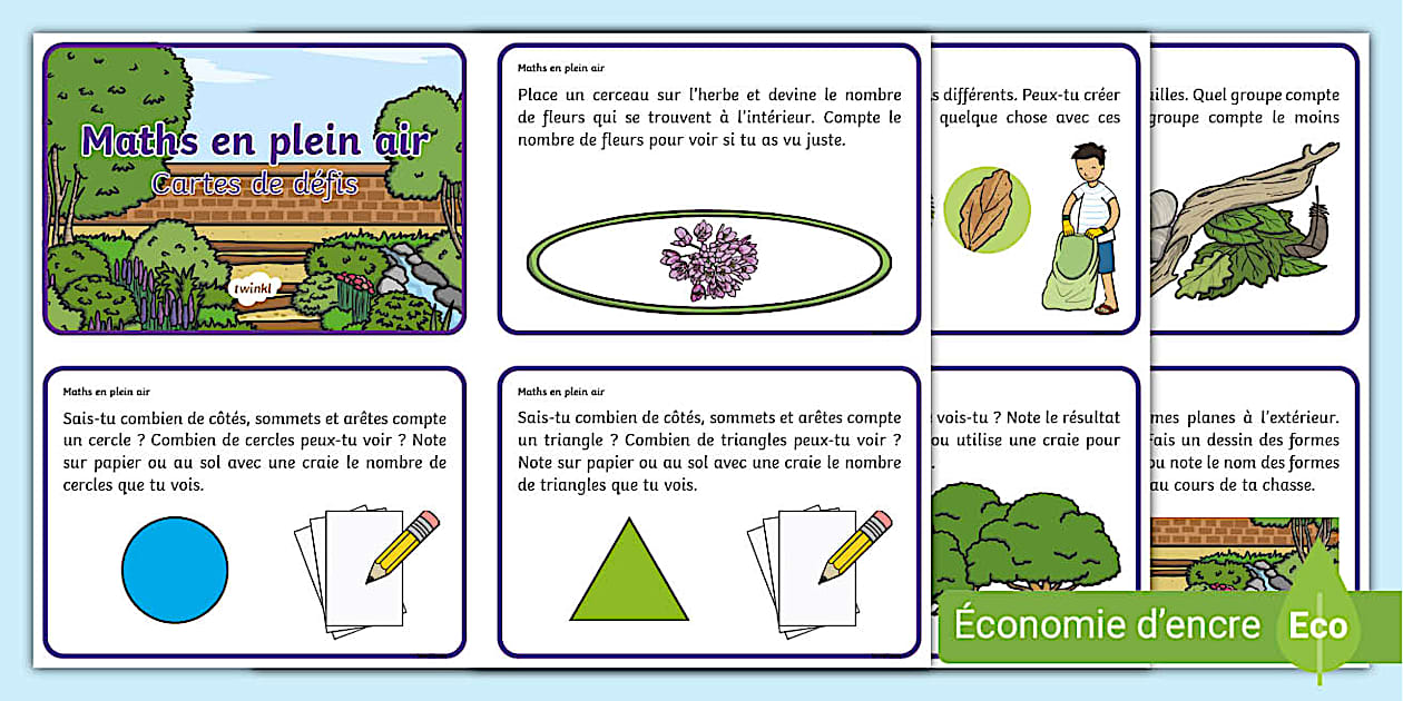 Cartes de défis mathématiques en plein air cycle 2