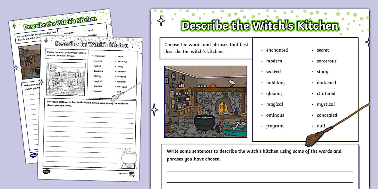 Describe the Witch's Kitchen Worksheet (teacher made)