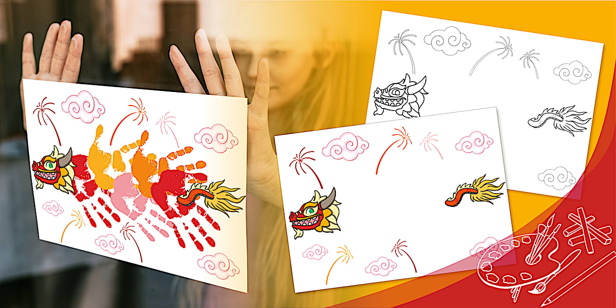 Dragon Chinese New Year Handprint Activity Poster - Twinkl