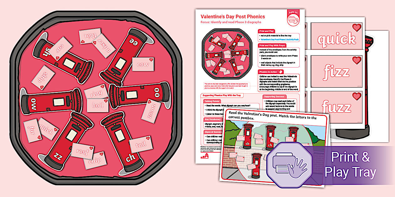 Valentine's Day Digraphs Play Tray | Phonics | Twinkl EYFS