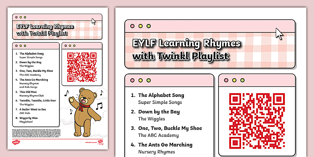 EYLF Learning Rhymes with Twinkl Playlist (teacher made)