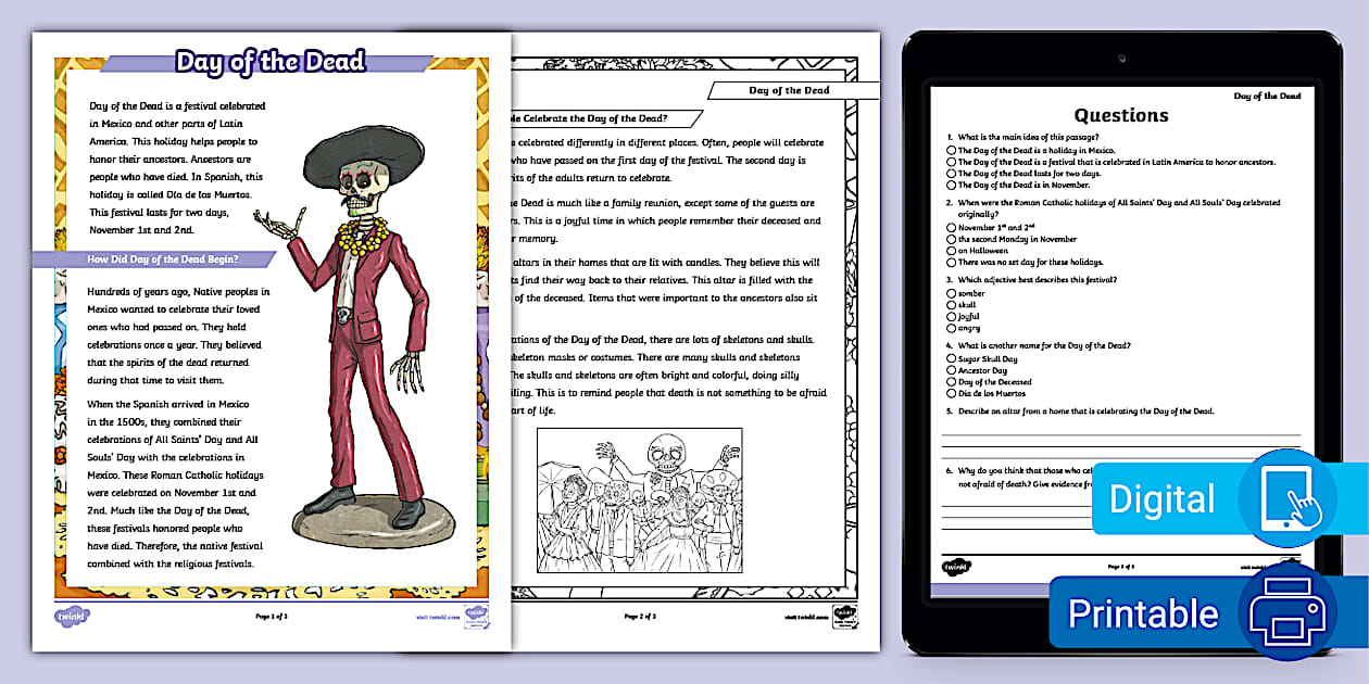 Day of the Dead Reading Comprehension PDF | Twinkl USA
