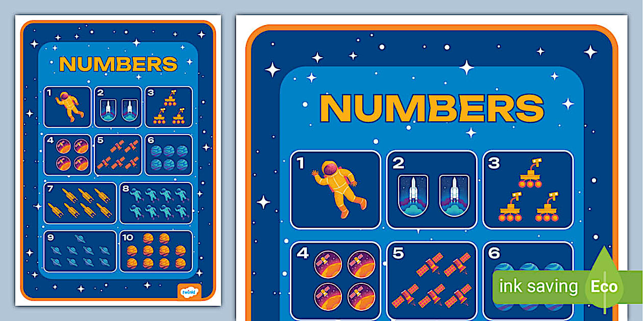 👉 Space-Themed Numbers 1-10 Display Poster (teacher made)