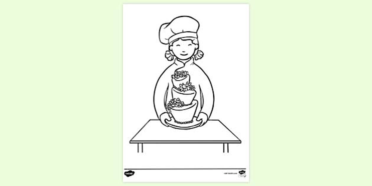 Baker With A Cake Colouring Sheet
