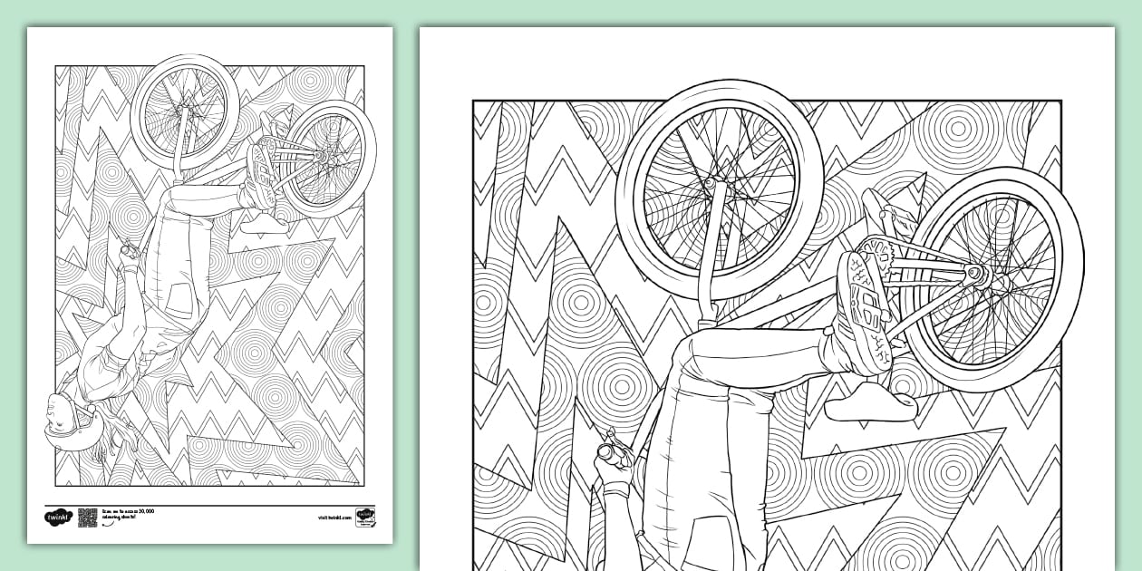 Bike Motorcross Mindfulness Colouring Sheet