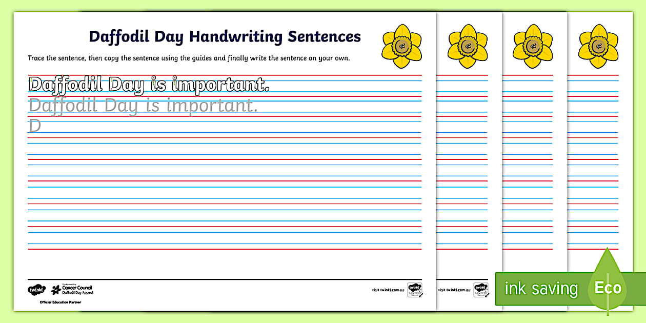 FREE! - Daffodil Day Year 2 Handwriting Practice Worksheets