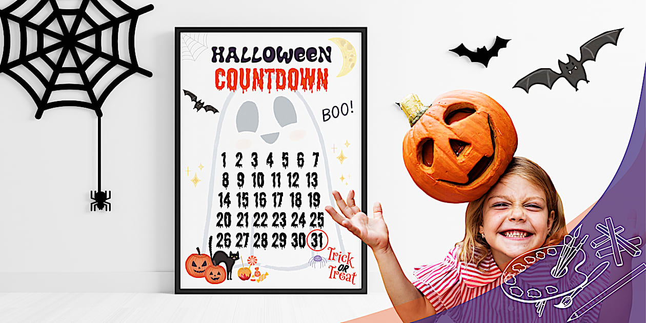 Halloween Ghost Countdown Calendar Poster (Teacher-Made)