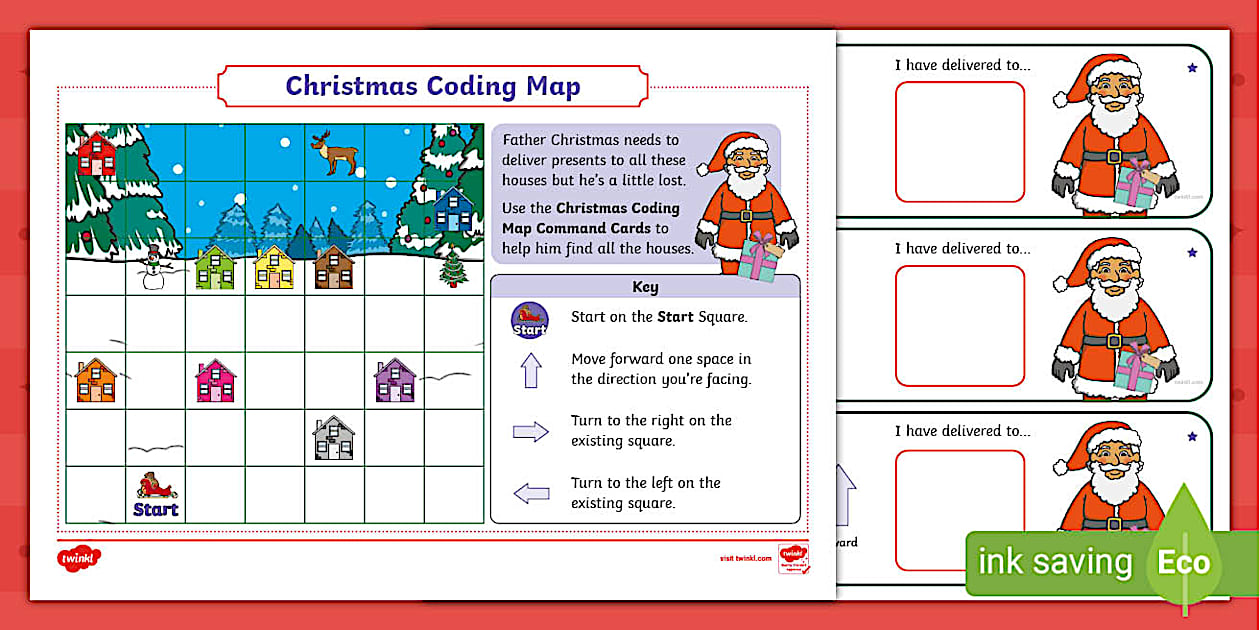 Christmas Coding Map - Twinkl KS1