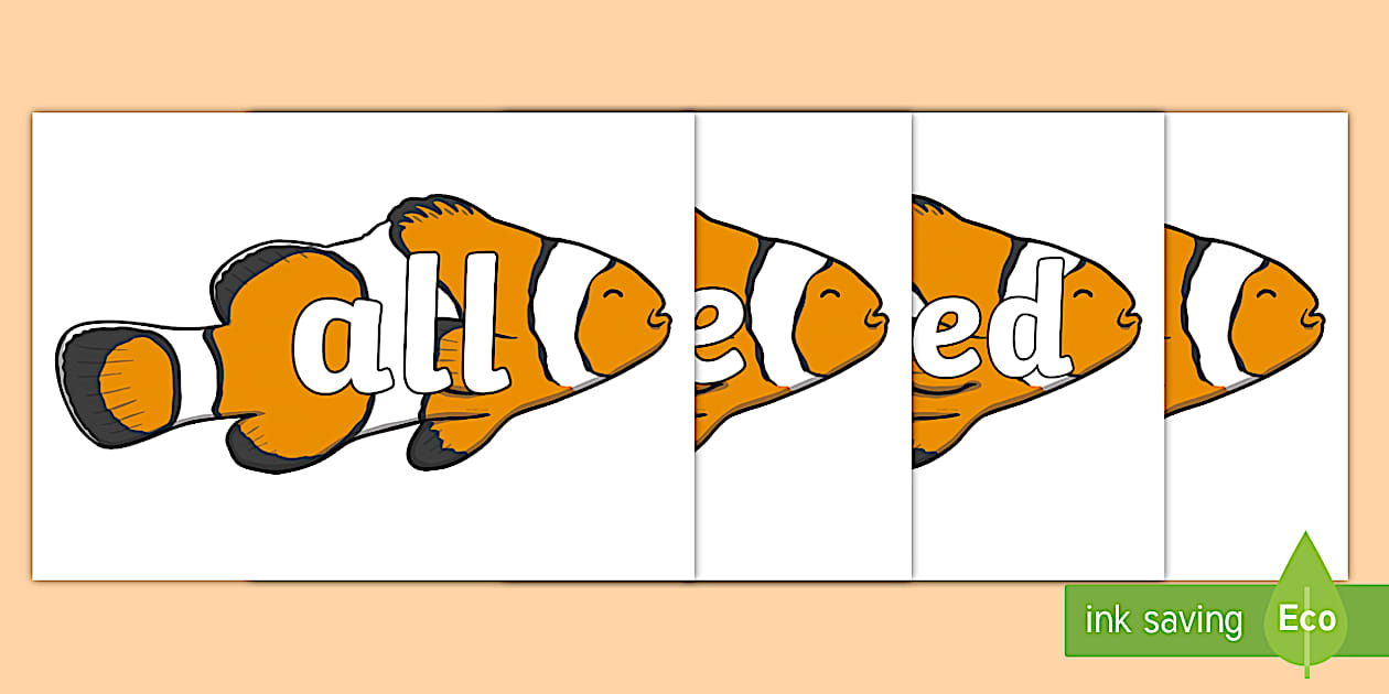 Cursive Tricky Words on Clown Fish (teacher made) - Twinkl