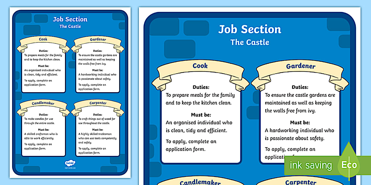Editable KS1 Castle Job Adverts Posters (teacher made)
