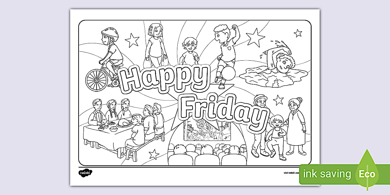 Happy Friday Colouring (teacher made) - Twinkl