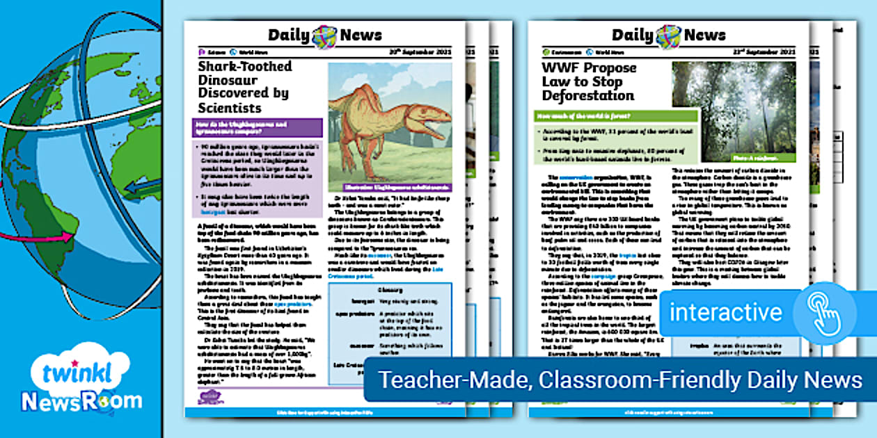 Weekly Comp Pack | Recent News Articles for Kids (24th Sept)