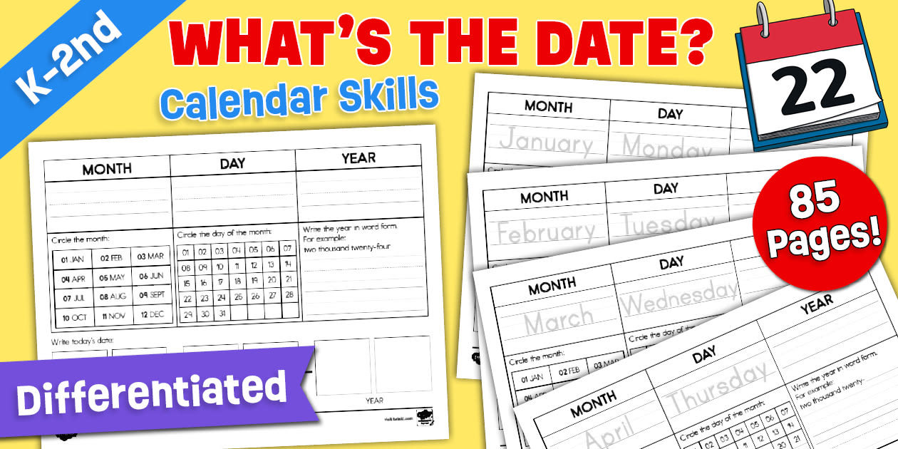 What's the Date? Date Writing Practice Worksheets for K-2