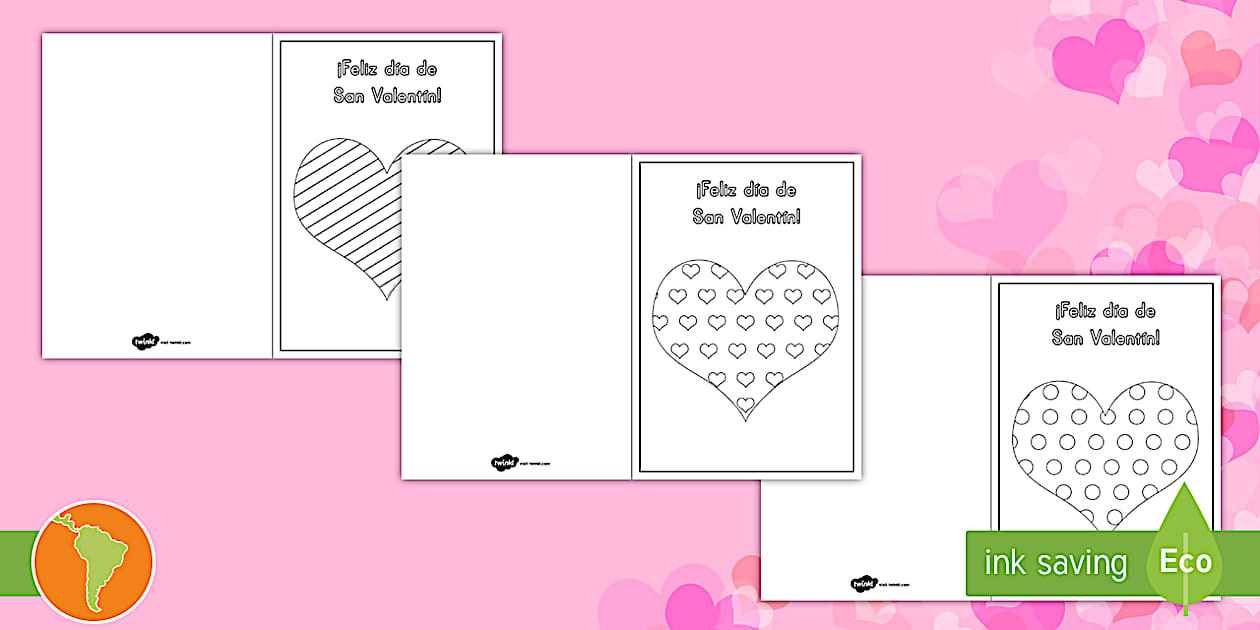 Tarjetas para imprimir: Día de San Valentín - Primaria- Guía de trabajo