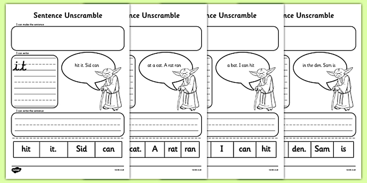Phase 2 Space Wars Sentence Unscramble Worksheet / Worksheet Pack