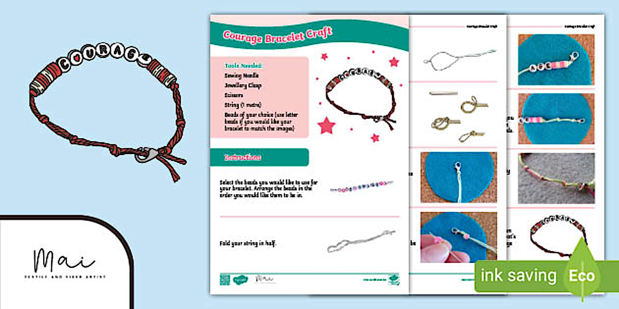 FREE! - Courage Bracelet Craft - Textile Art (Teacher-Made)