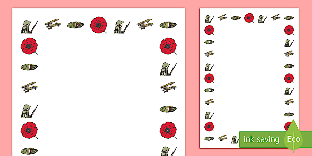 Editable Second World War Full Page Borders (Portrait)