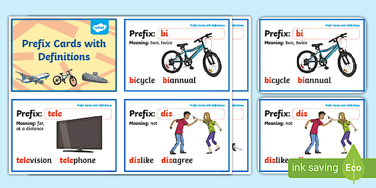 Prefix Word Cards With Definitions (teacher made) - Twinkl